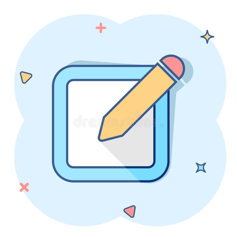 Vector Cartoon Notepad Edit Document with Pencil Icon in Comic Style ...