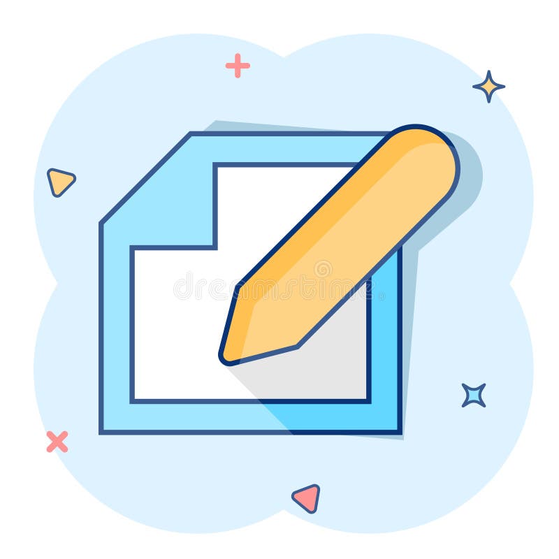 Vector Cartoon Notepad Edit Document with Pencil Icon in Comic Style ...