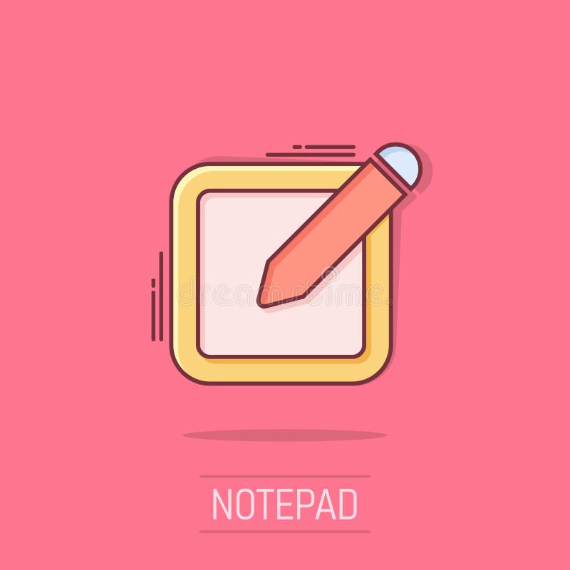 Vector Cartoon Notepad Edit Document with Pencil Icon in Comic Style ...