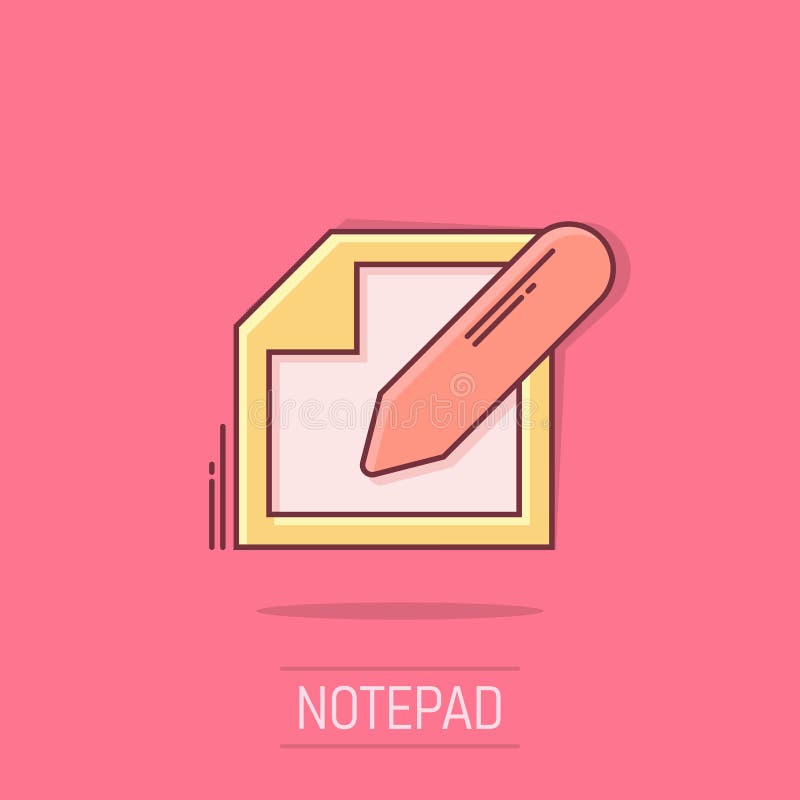 Vector Cartoon Notepad Edit Document with Pencil Icon in Comic Style ...