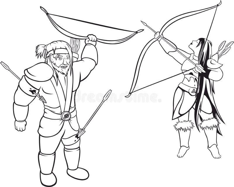 Two Black Contours Of Hunters Stock Vector - Illustration of legend ...