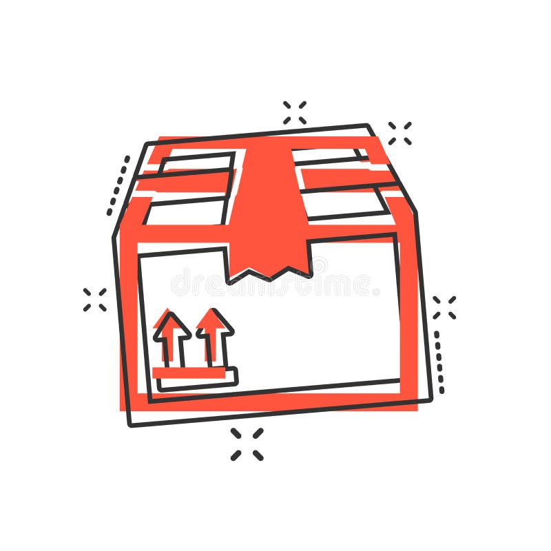 Vector Cartoon Packaging Box Icon in Comic Style. Shipping Pack Stock ...