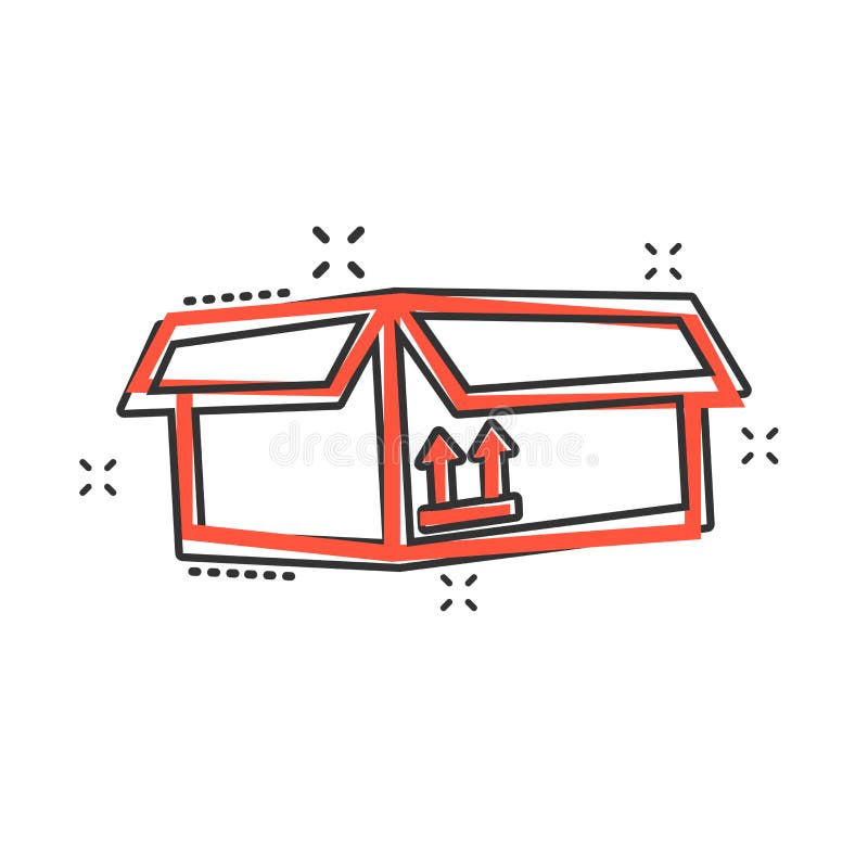 Vector Cartoon Packaging Box Icon in Comic Style. Shipping Pack Stock ...