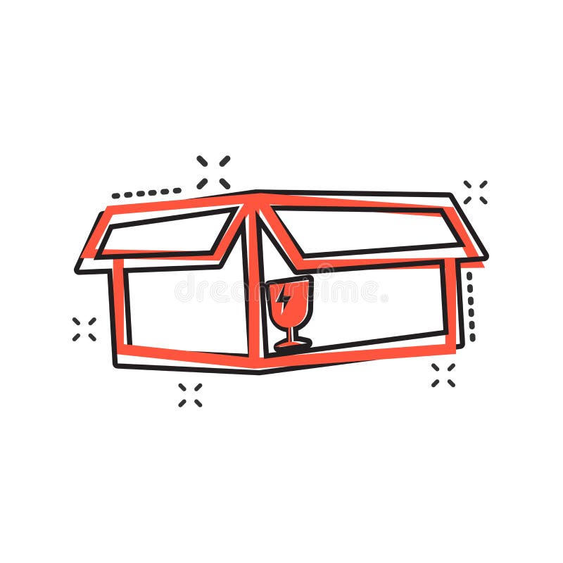 Vector Cartoon Packaging Box Icon in Comic Style. Shipping Pack Stock ...