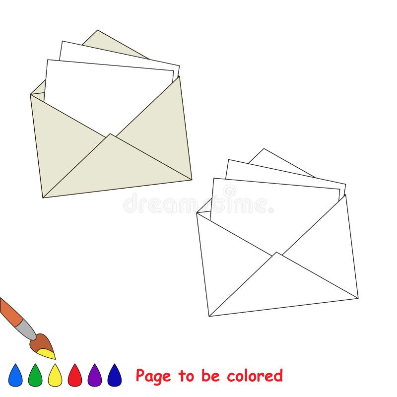 Vector Cartoon Paper Envelope To Be Colored. Stock Vector ...