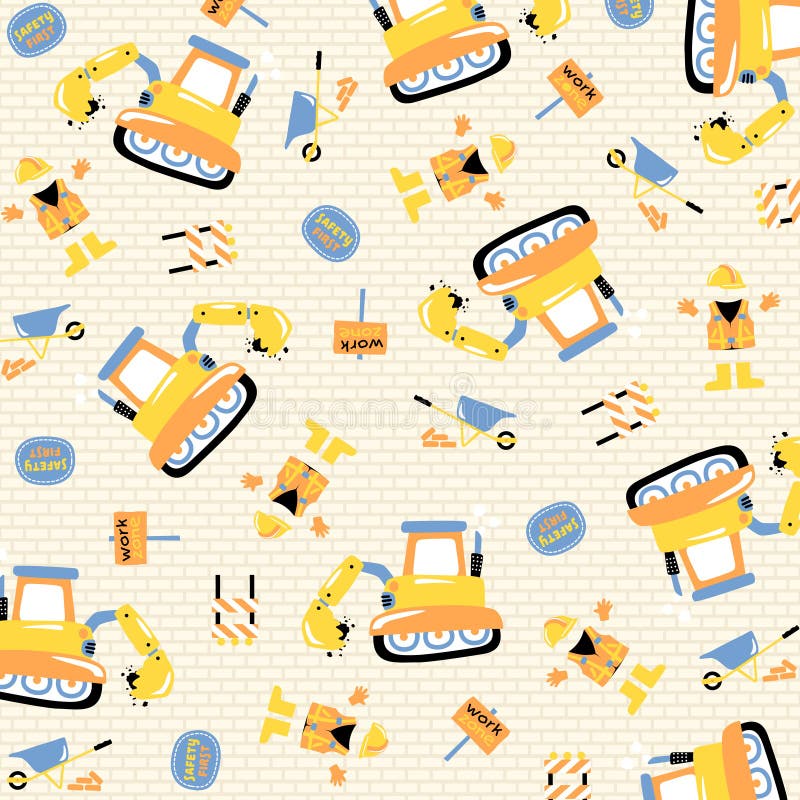 Vector Cartoon Pattern of Construction Theme Cartoon Stock Vector ...