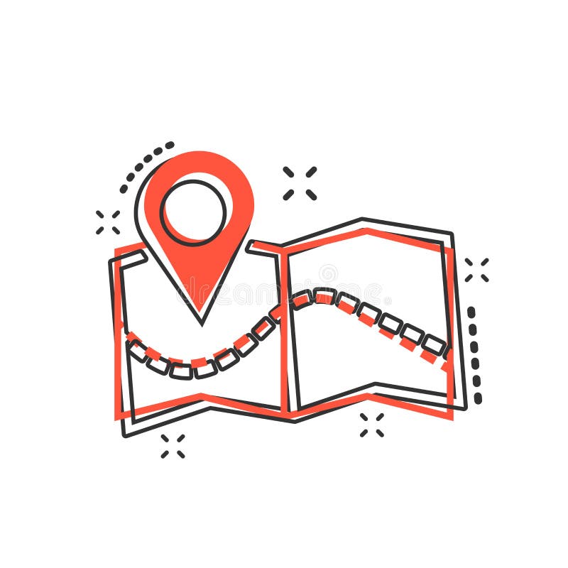 Vector Cartoon Pin on the Map Icon in Comic Style. Map Gps Sign Stock ...