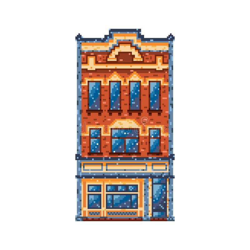 Vector Cartoon Pixelart City Building Isolated Illustration Stock ...