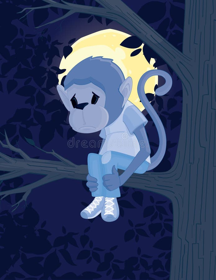 The Sad Monkey Vector Cartoon Stock Vector - Illustration of blue ...