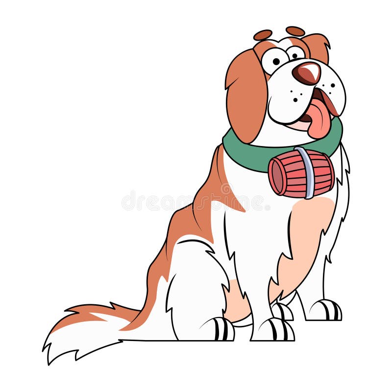 Vector Cartoon Saint Bernard Dog Character Isolated Illustration Stock ...