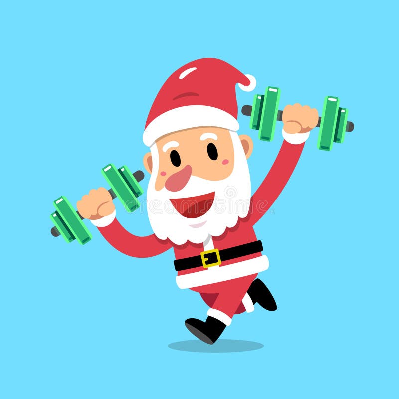 Vector Cartoon Santa Claus Character Doing Dumbbell Weight Training ...
