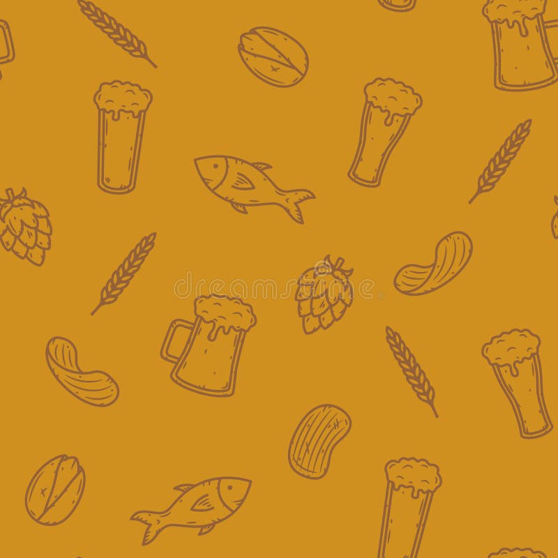 Vector Cartoon Seamless Beer Pattern. Vector Illustration Stock ...
