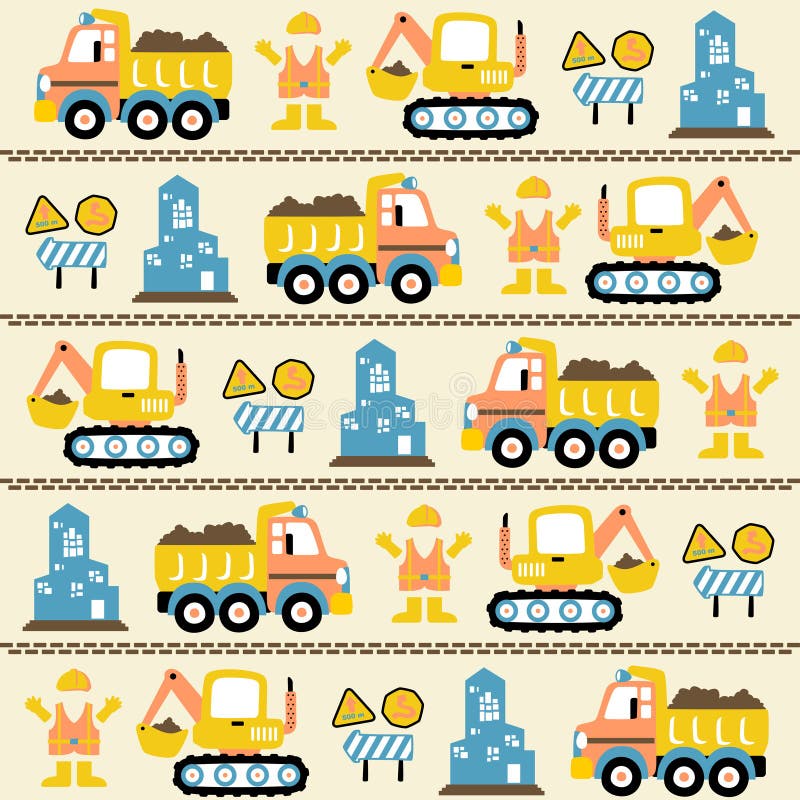 Vector Cartoon Seamless Pattern with Construction Element Stock Vector ...