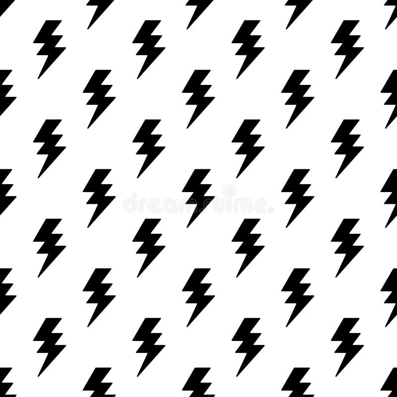 Thunderbolt Seamless Pattern on a White Background. Lightning Bolt ...
