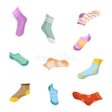 Vector Cartoon Set of Colored Warm Socks Stock Vector - Illustration of ...