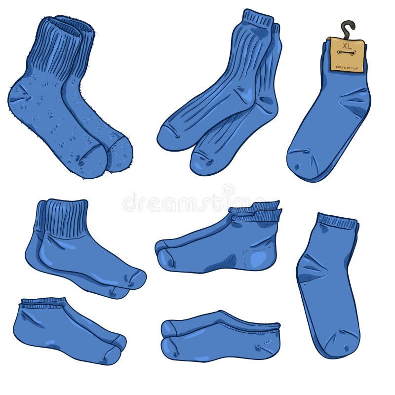 Vector Cartoon Set of Different Style Blue Socks Stock Illustration ...