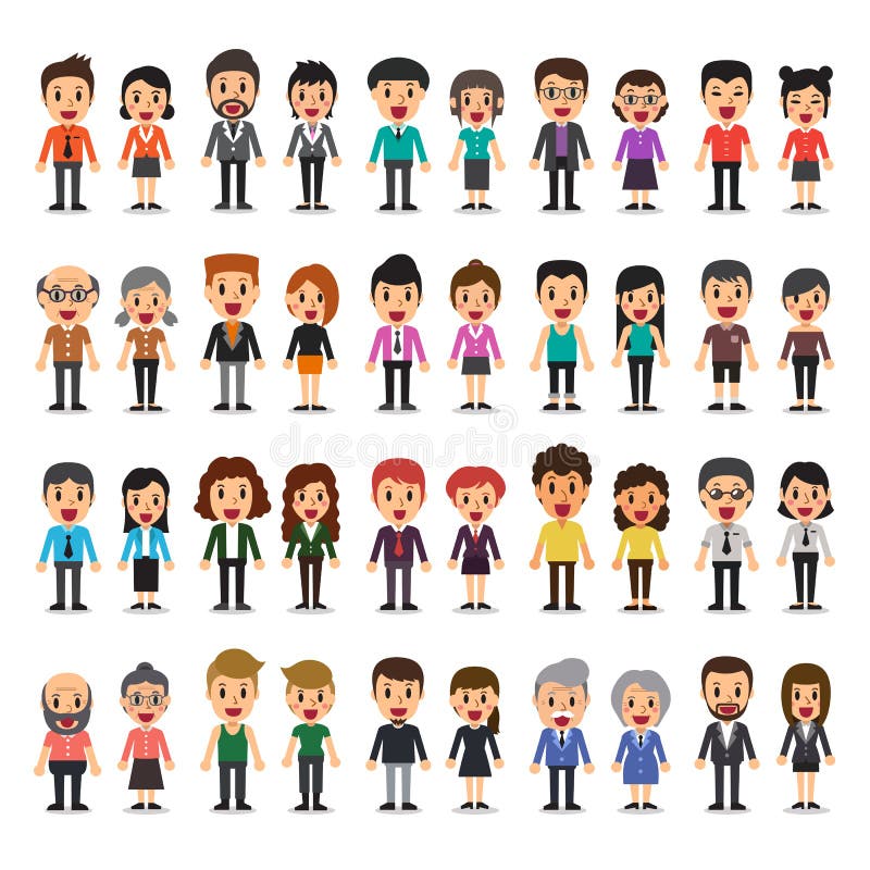 Vector Cartoon Set of Diverse Happy People Stock Vector - Illustration ...