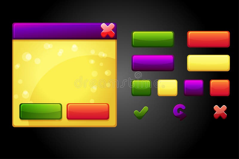Vector Cartoon Set Game Ui Buttons, UI Stock Vector - Illustration of ...