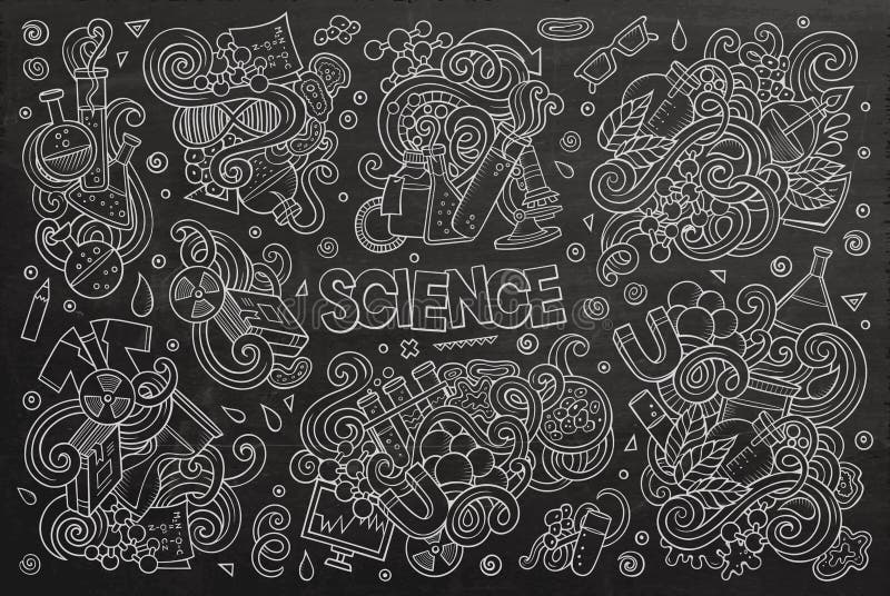 Vector Cartoon Set of Science Theme Doodles Design Elements Stock ...