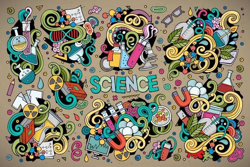 Vector Cartoon Set of Science Theme Doodles Design Elements Stock ...