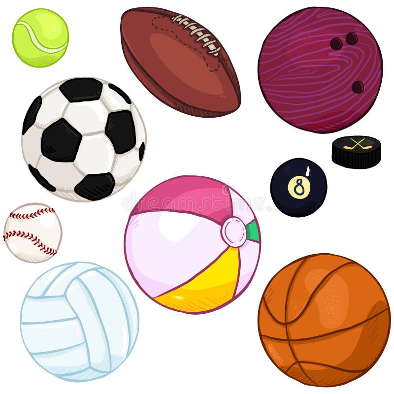 Vector Cartoon Set of Sport Balls Stock Vector - Illustration of ...