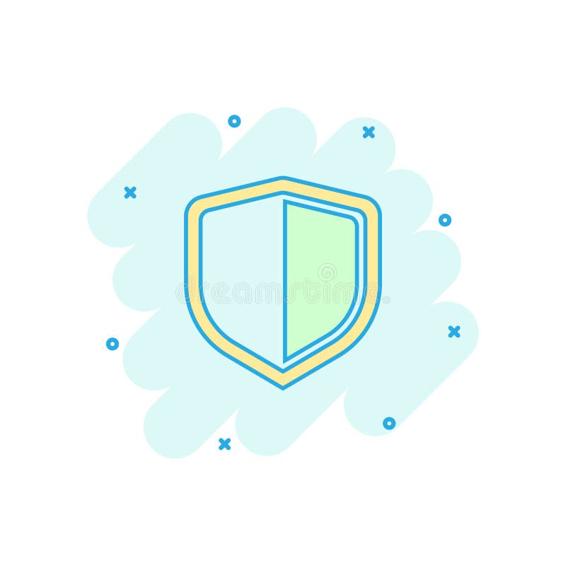 Vector Cartoon Shield Protect Icon in Comic Style. Defence Sign Stock ...