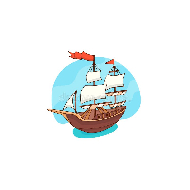 Vector Cartoon Ship Isolated on White Background Stock Vector ...