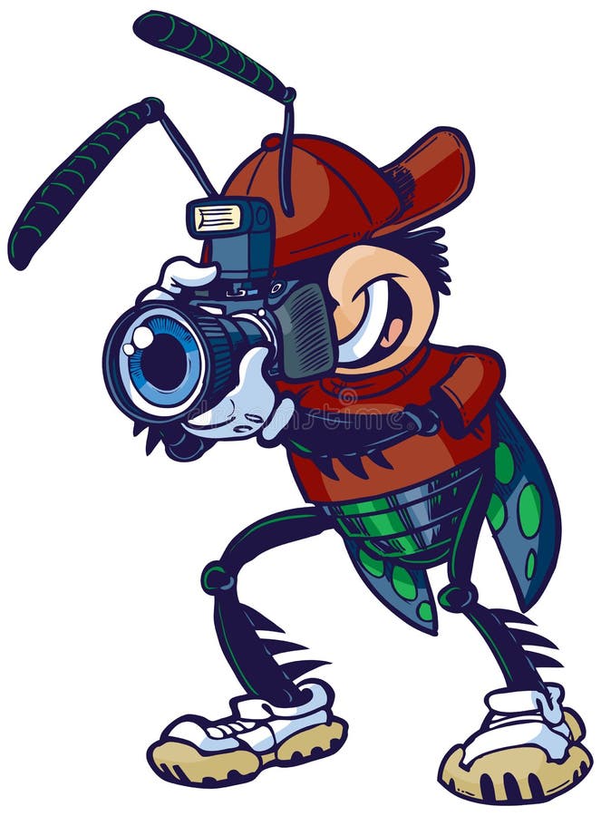 Vector Cartoon Shutter Bug with Camera Stock Vector - Illustration of ...