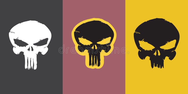 Vector Cartoon Skull Set Isolated on Background. Skull Print Label and ...