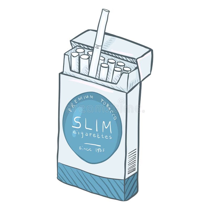 Vector Cartoon Slim Box of Cigarettes. Premium Tobacco. Stock Vector ...