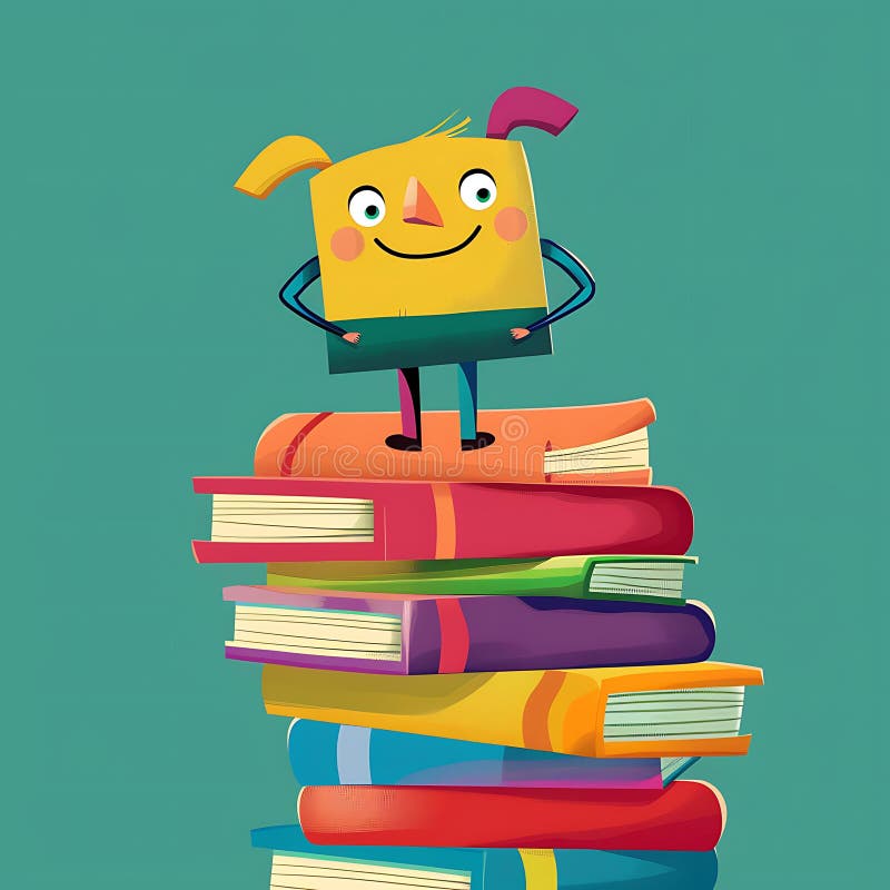 8. a Vector Cartoon of a Smiling Book Character Standing on Top of a ...