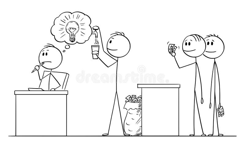 Vector Cartoon of Creative Man or Businessman Thinking about Problem ...