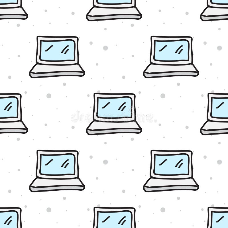 Vector Cartoon Style Computer Seamless Pattern Stock Vector ...