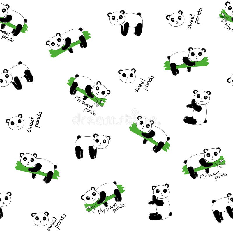 Vector Cartoon Style Cute Panda Seamless Pattern Stock Vector ...