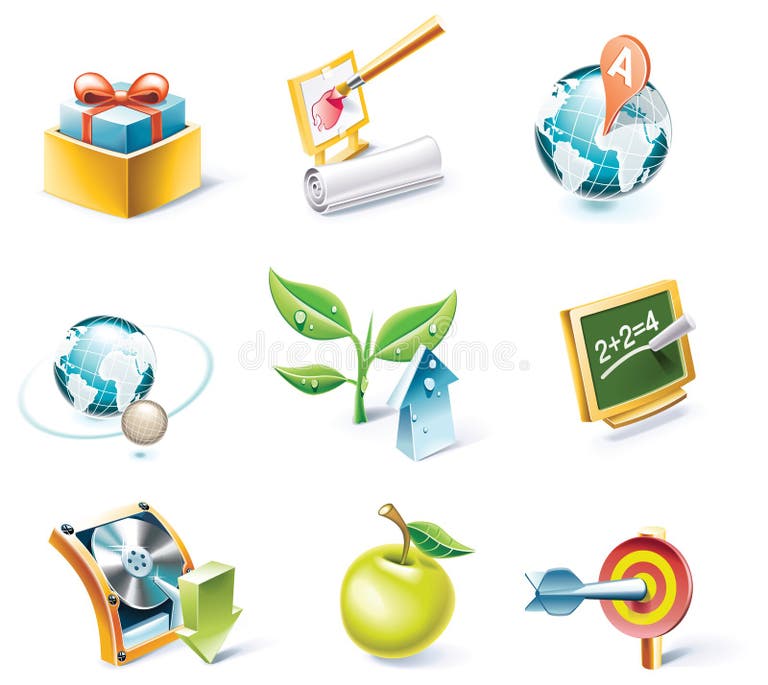 Vector Cartoon Style Icon Set. Part 5 Stock Vector - Illustration of ...