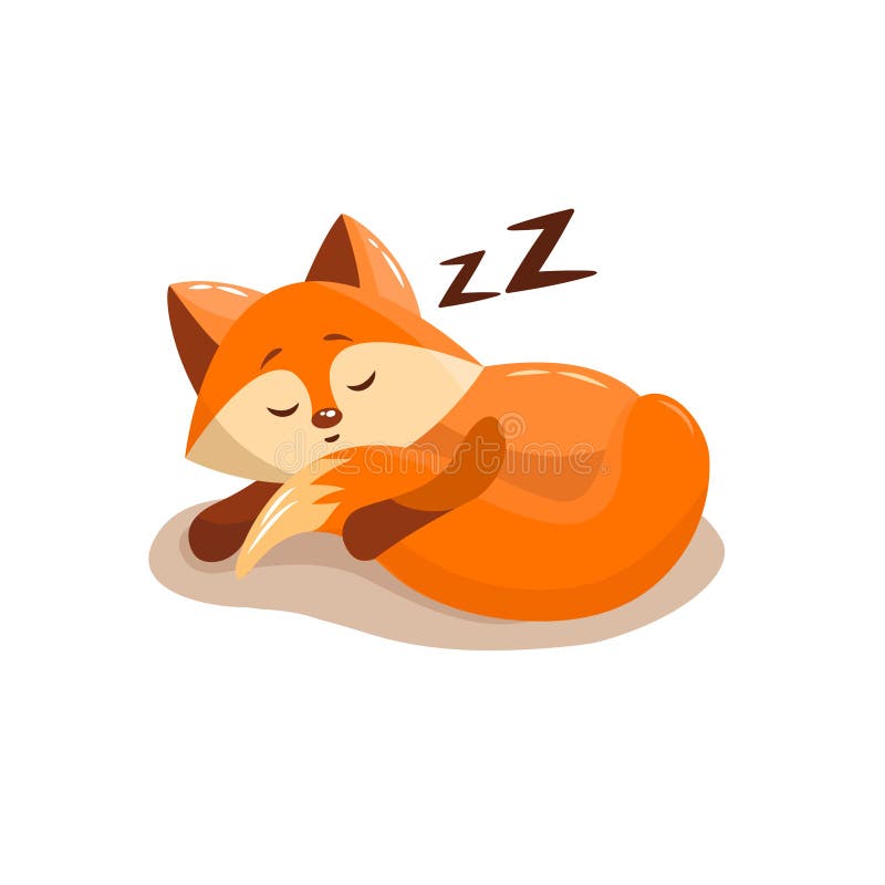 Cute fox sleeping stock vector. Illustration of design - 117473464