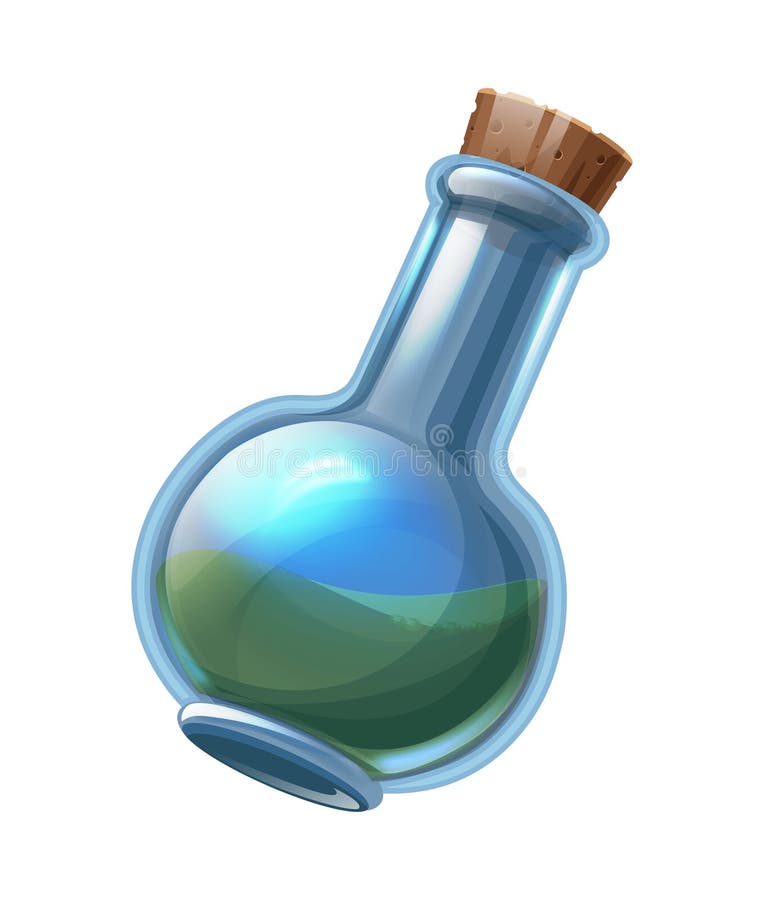 Vector Cartoon Style. Magic Potion Glass Bottle. Isolated on White ...