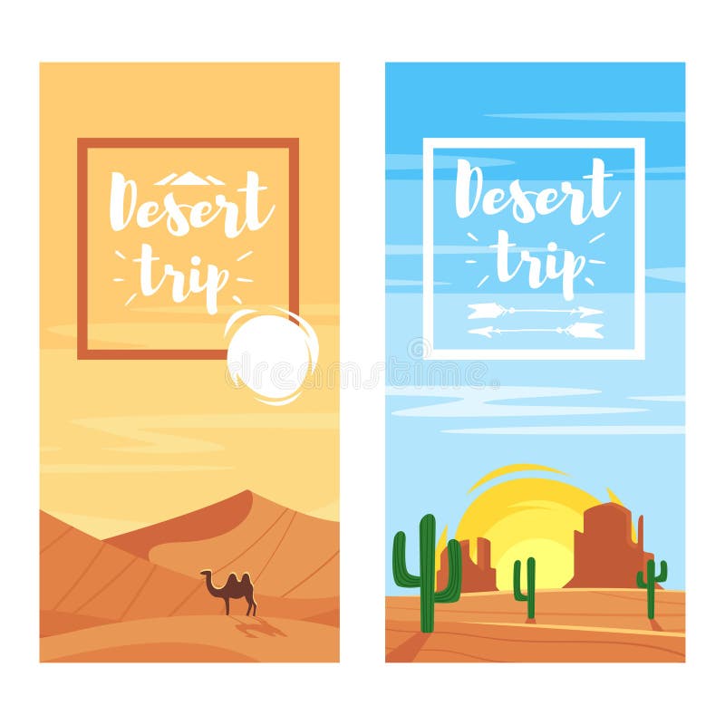 Vector Cartoon Style Template for Flyers for Desert Trip. Stock Vector ...