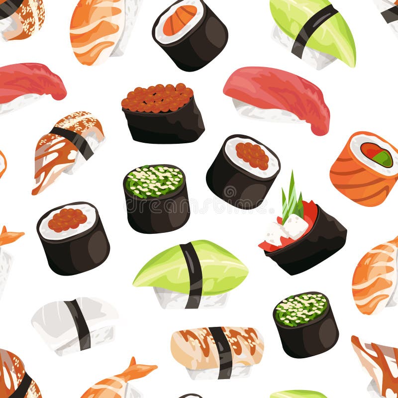 Sushi types poster stock vector. Illustration of gourmet - 216030435