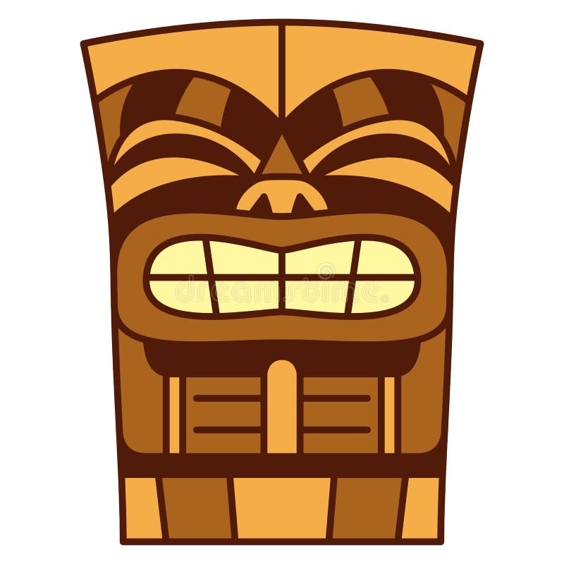 Cartoon Tiki Idol Isolated on White Background Stock Illustration ...