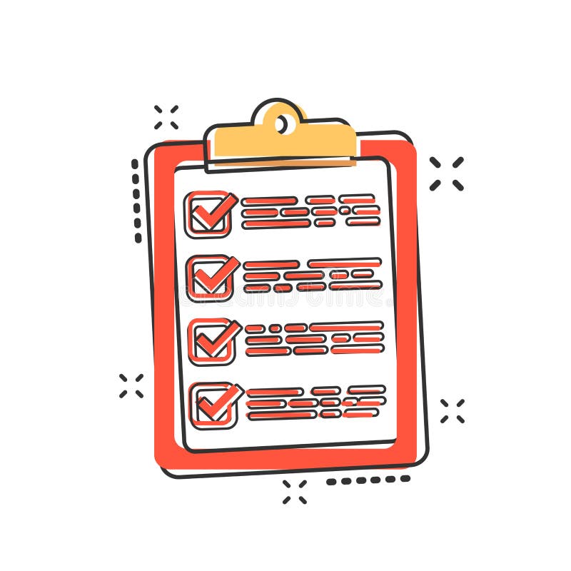 Vector Cartoon To Do List Icon in Comic Style. Checklist, Task L Stock ...