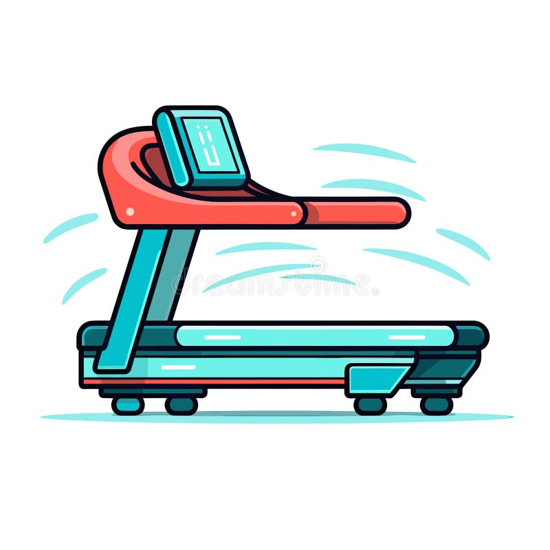 Vector of a Cartoon Treadmill with a Laptop on Top, Representing a ...
