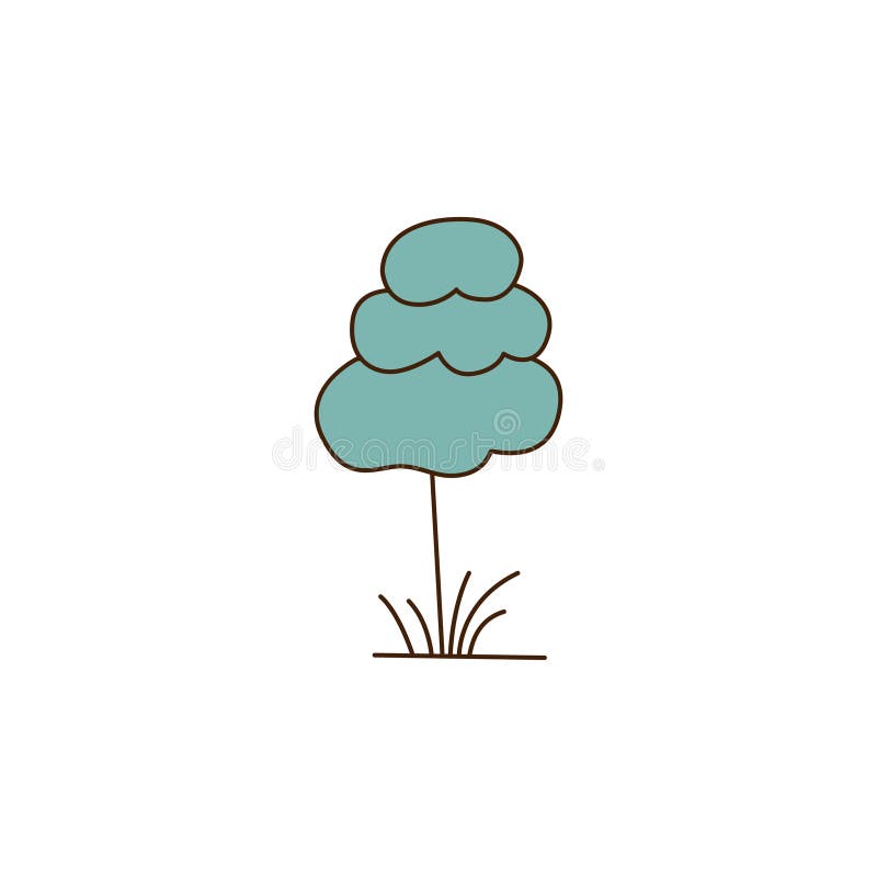 Vector Cartoon Tree Icon. Vector Green Tree with Grass Icon Stock ...