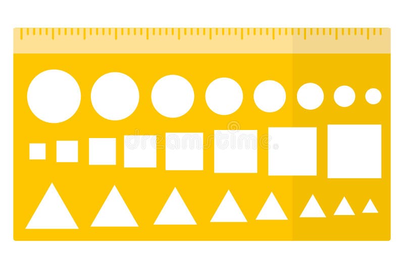 Vector Cartoon Yellow Rectangular Ruler with Different Figures Stock ...