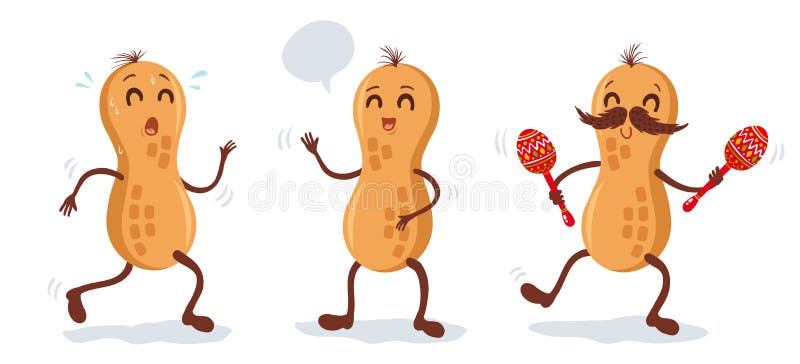 Vector cartoons of peanut stock vector. Illustration of food - 181690517
