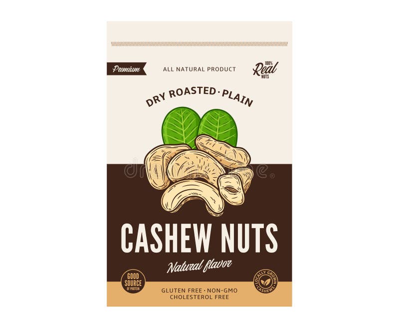 Vector Cashew Nuts Packaging Design Template Stock Vector ...