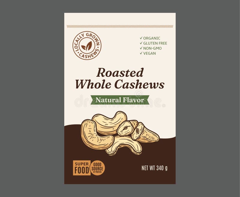 Vector Cashew Nuts Packaging Design Template Stock Vector ...