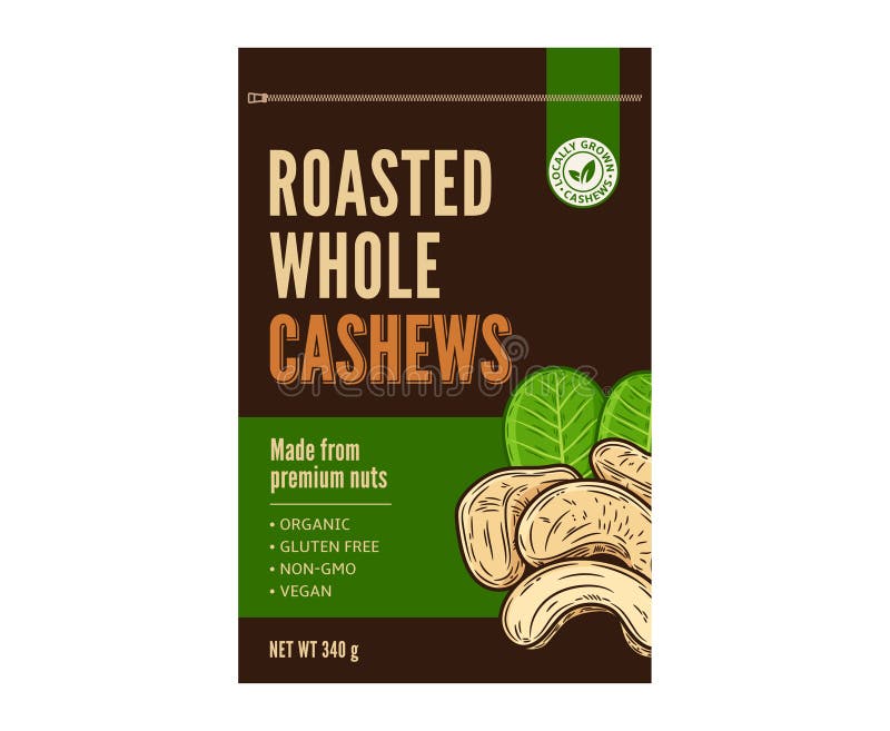 Vector Cashew Nuts Packaging Design Template Stock Vector ...