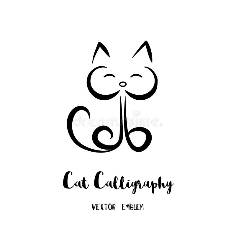 Vector Cat Calligraphy Emblem Stock Vector - Illustration of black ...