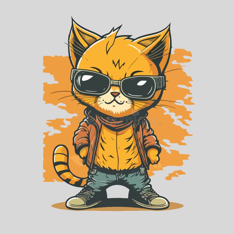 Vector Cat Character for T-shirt Design Stock Photo - Image of vector ...